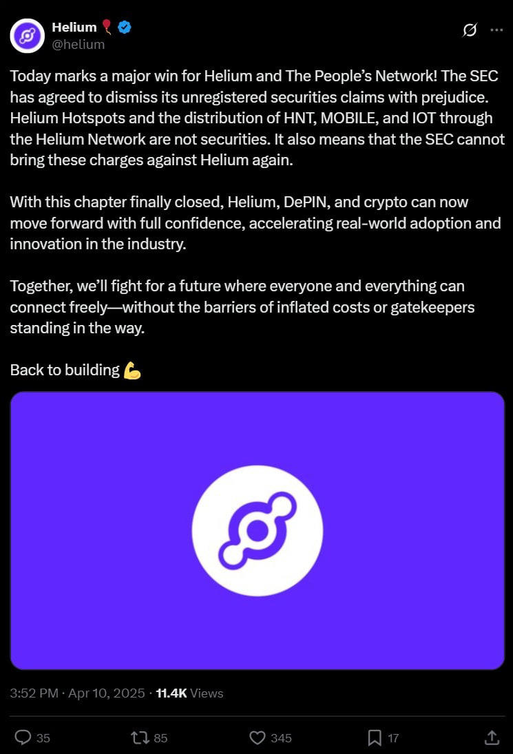 SEC drops suit against Helium for alleged securities violations