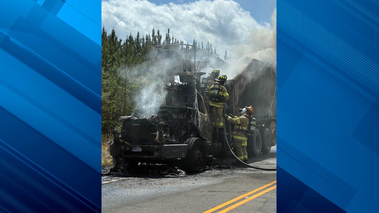 Container truck catches fire in Georgetown County