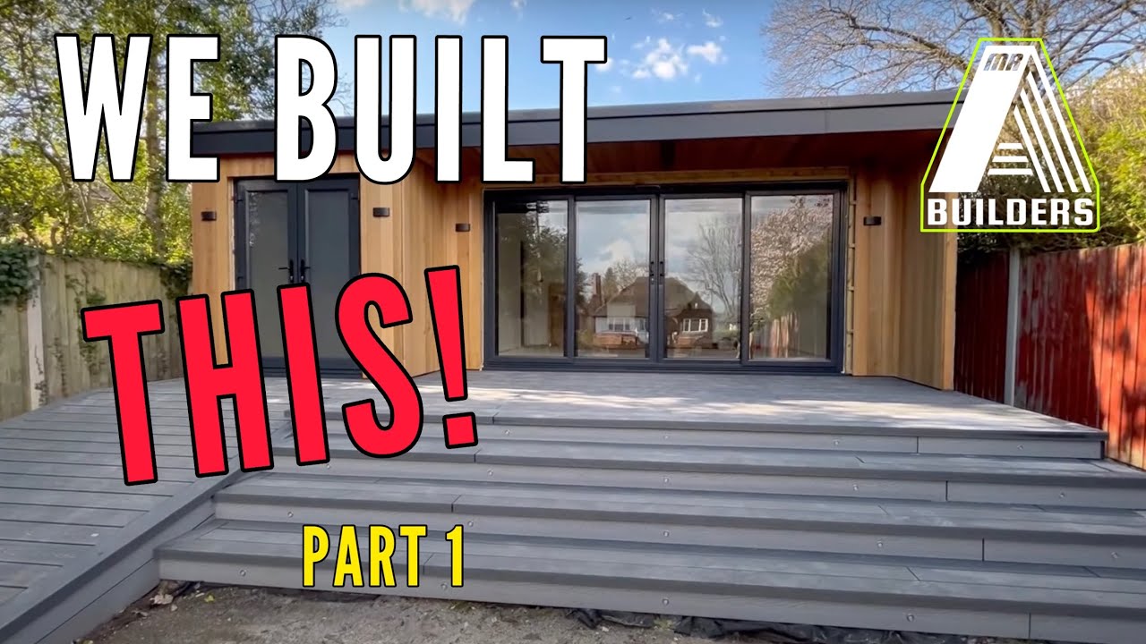 Garden room with shower room, integral shed and composite decking