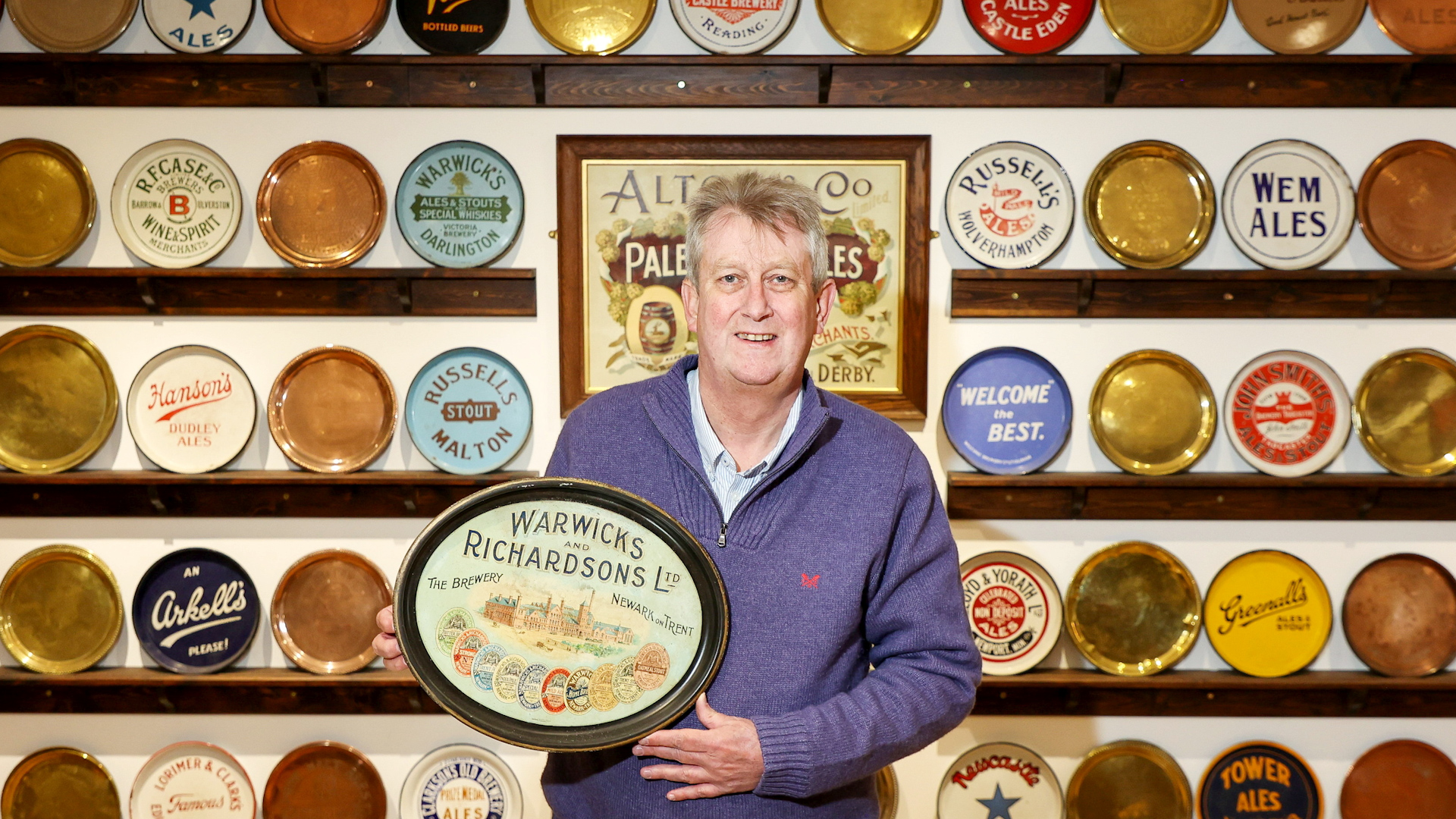 World's largest collection of brewery trays kept in a garage