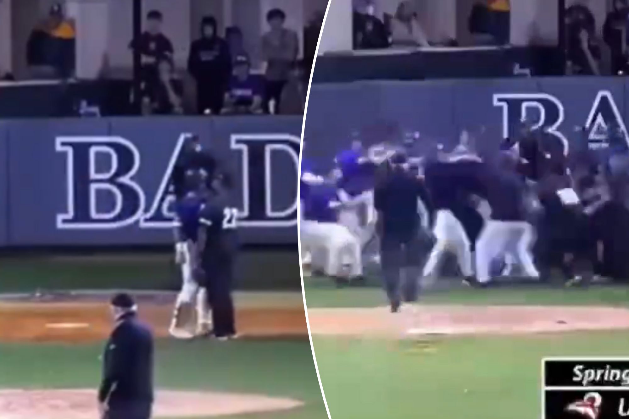 Benches clear as college baseball game descends into chaos during wild ...