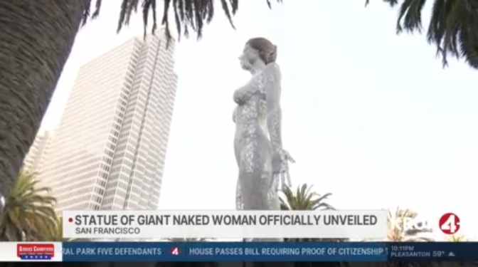 Statue of giant naked woman officially unveiled in San Francisco