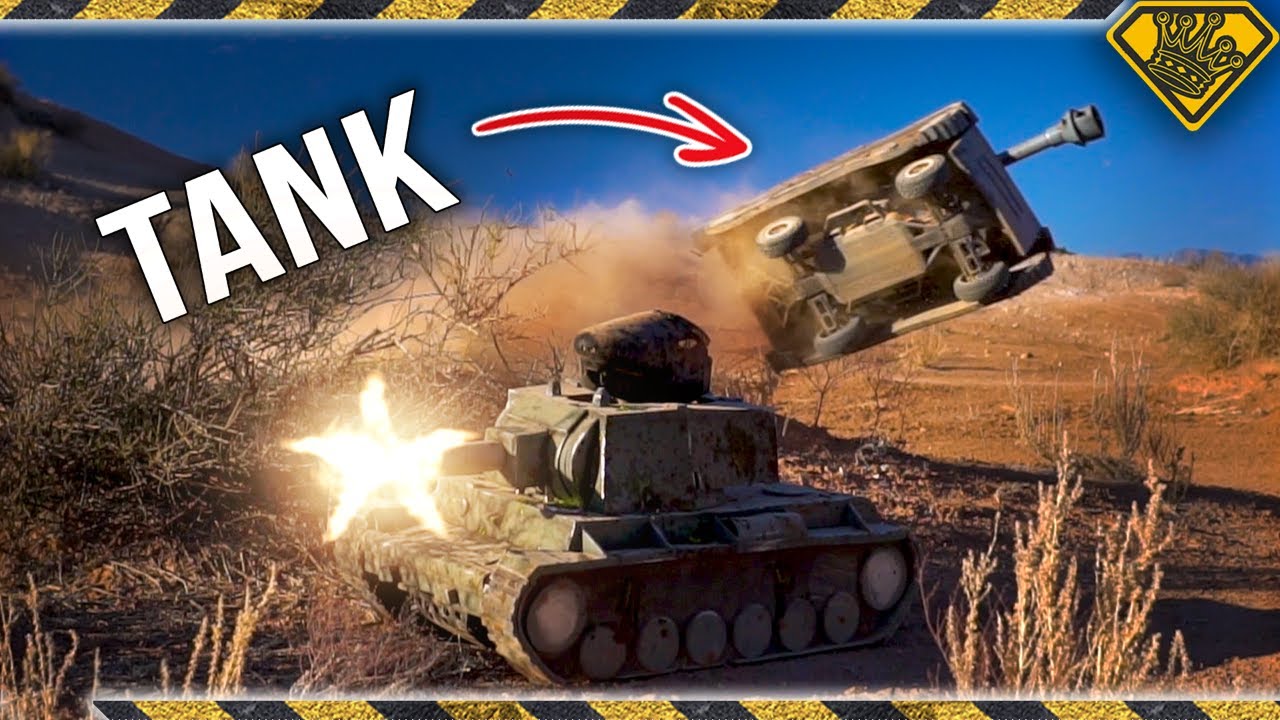 Watch an ultimate paintball battle featuring custom remote control tanks