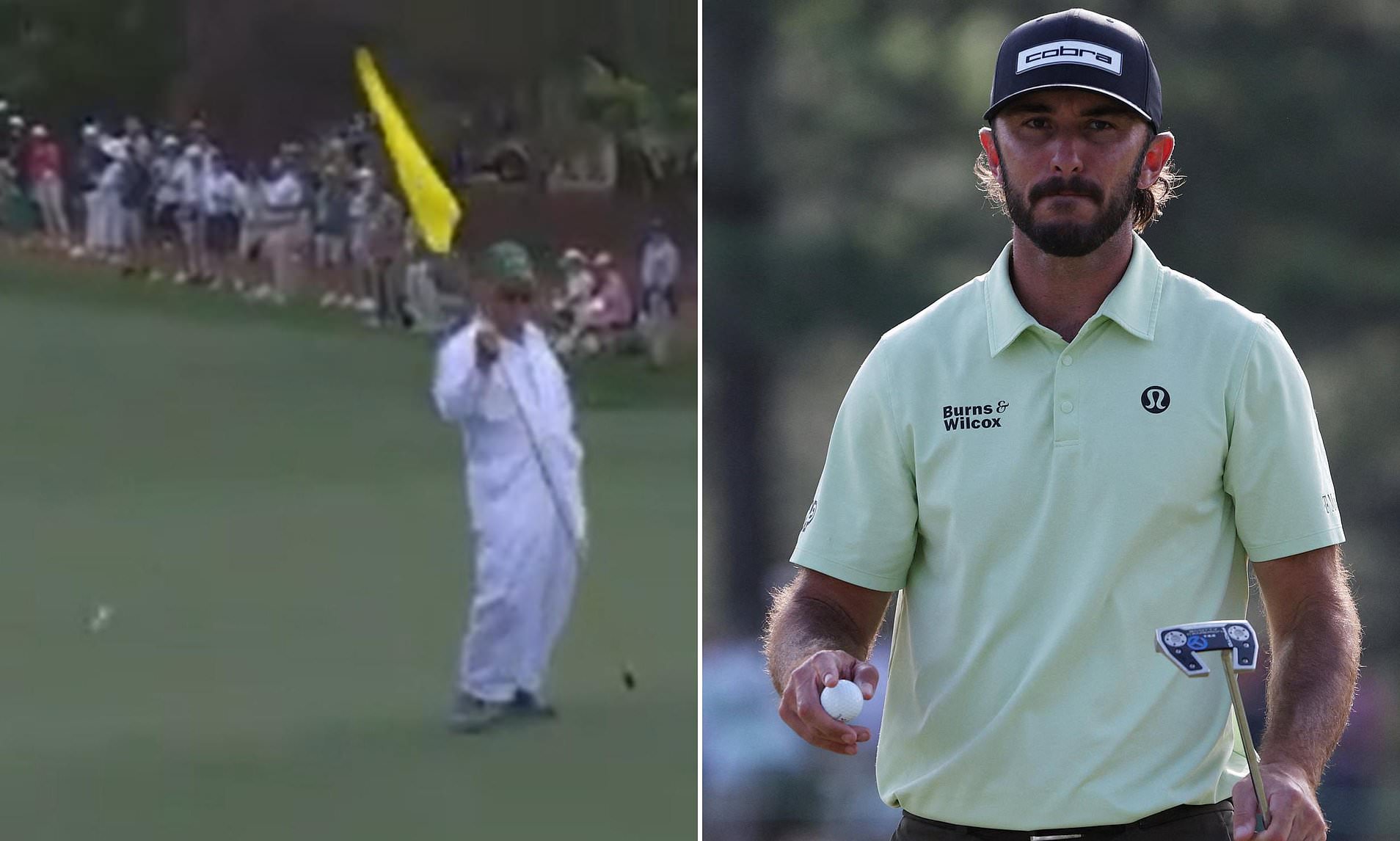 Shocking moment Masters star Max Homa smashes shot into helpless caddie ...