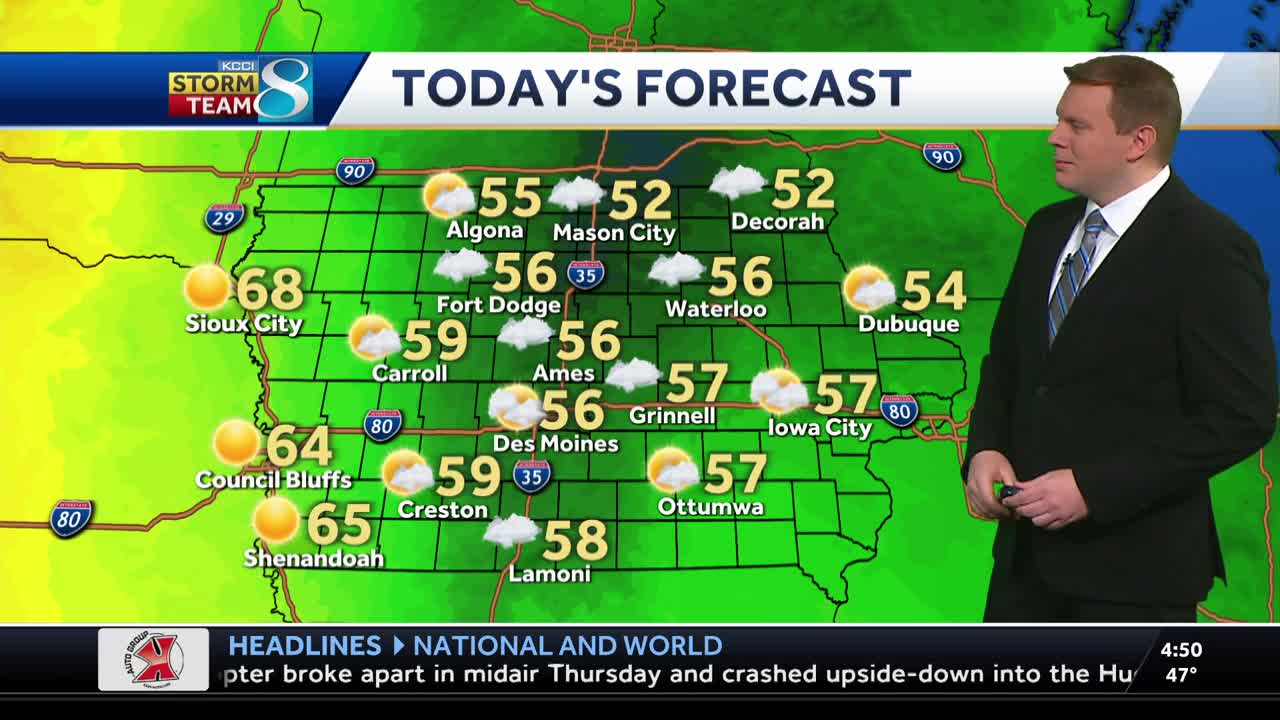 Iowa weather: Cooler today, warm and windy weekend