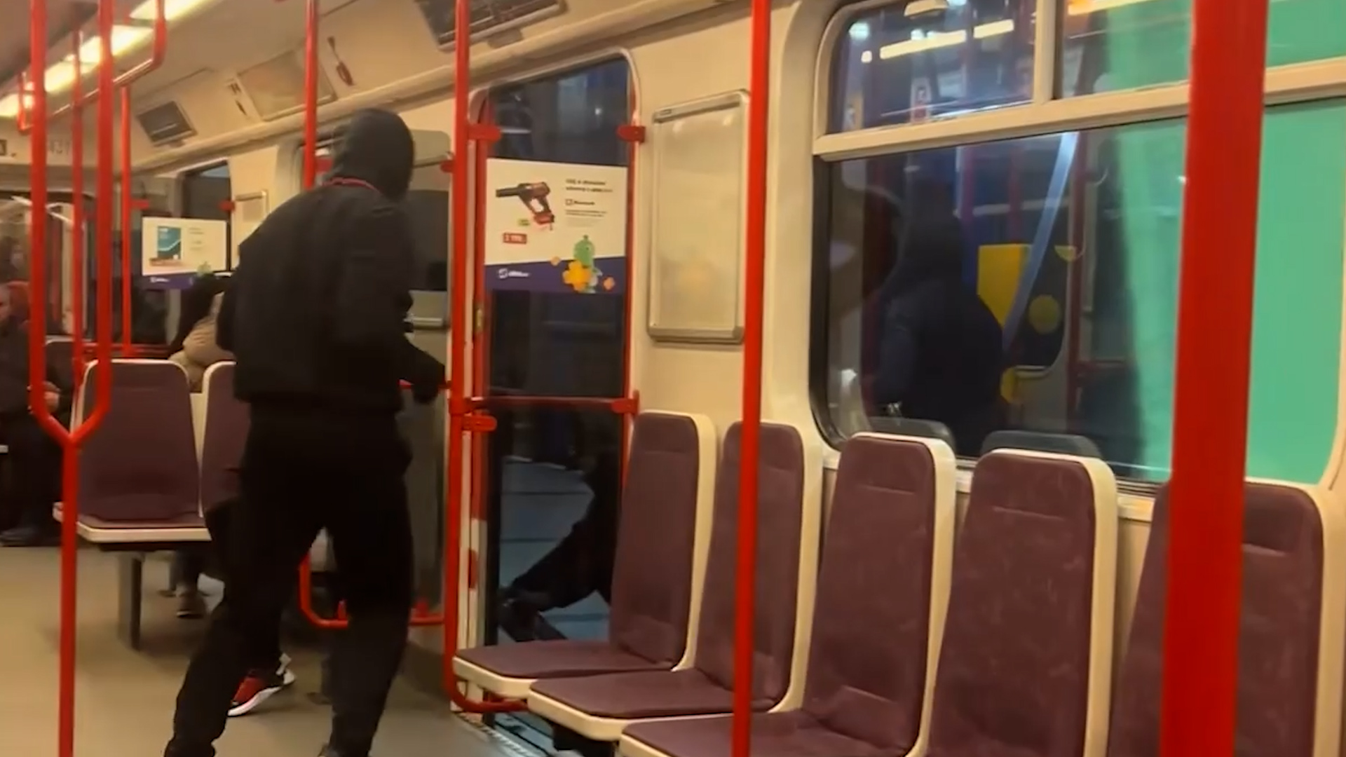 Masked vandals graffiti metro train in Prague within minutes
