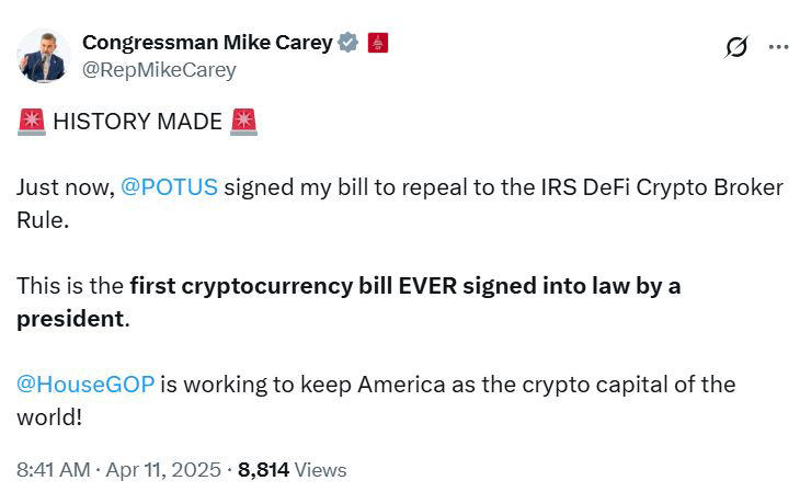 Trump firma la risoluzione che elimina la DeFi Broker Rule dell'IRS