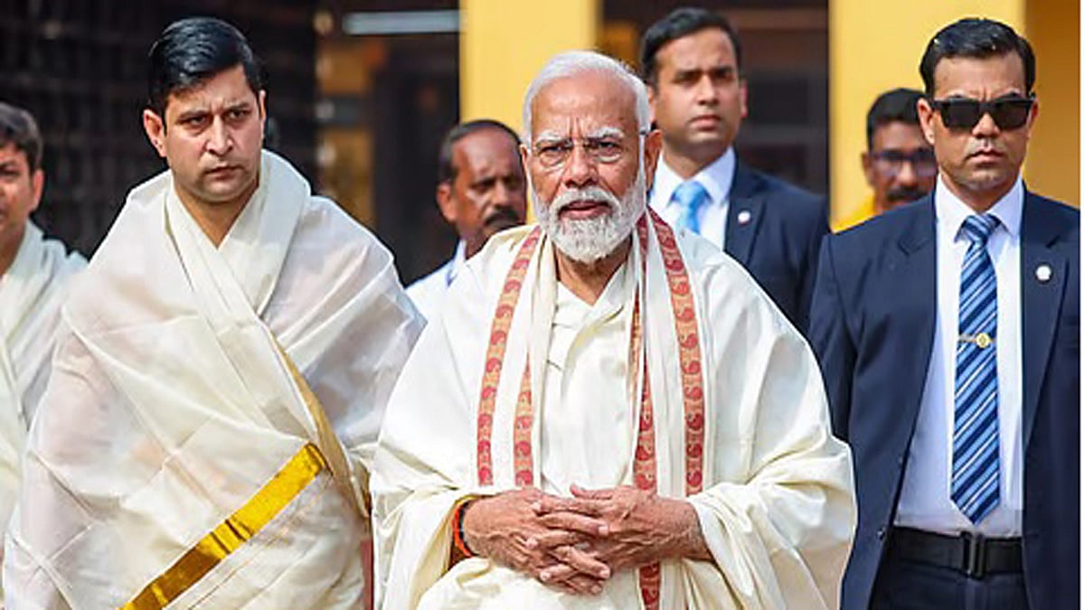 PM Modi performs puja at Anandpur Dham in Madhya Pradesh