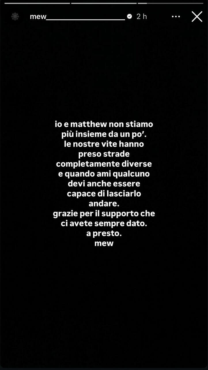 Mew e Matthew si sono lasciati: «Quando ami devi lasciar andare». Lui ...