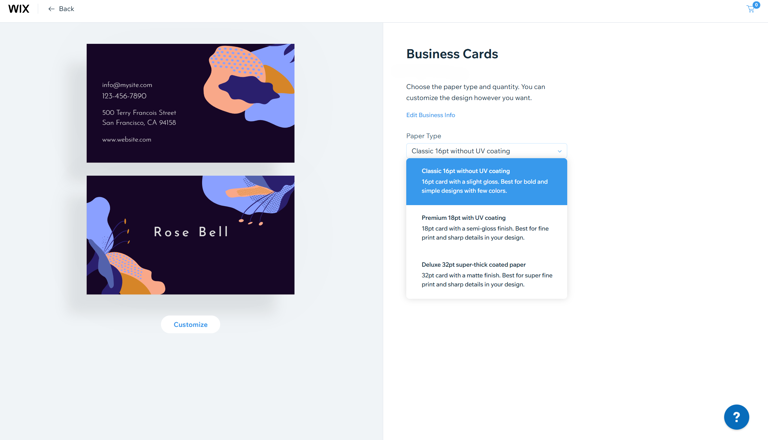 How to make a professional business card with Wix