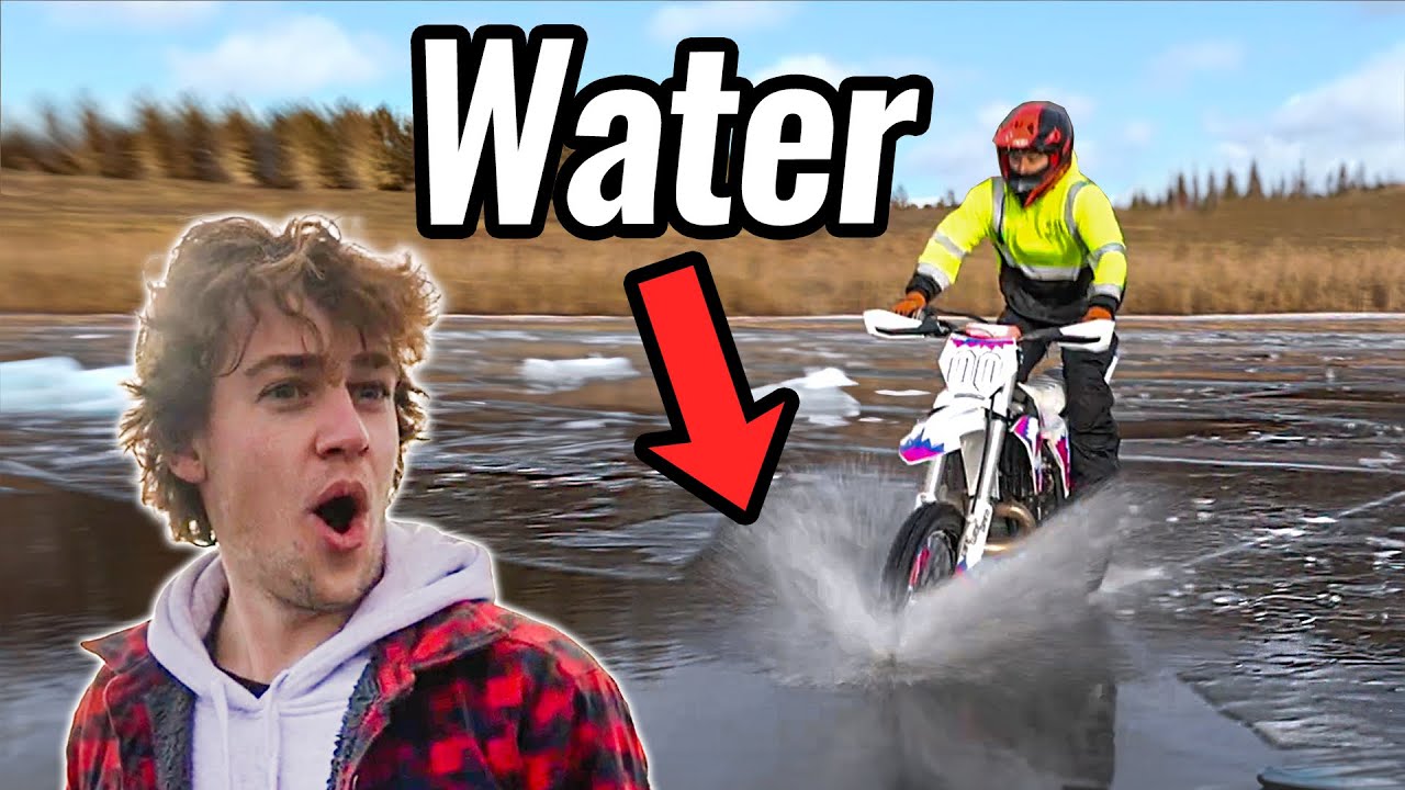 Dirt Bike Falls Through Ice ️