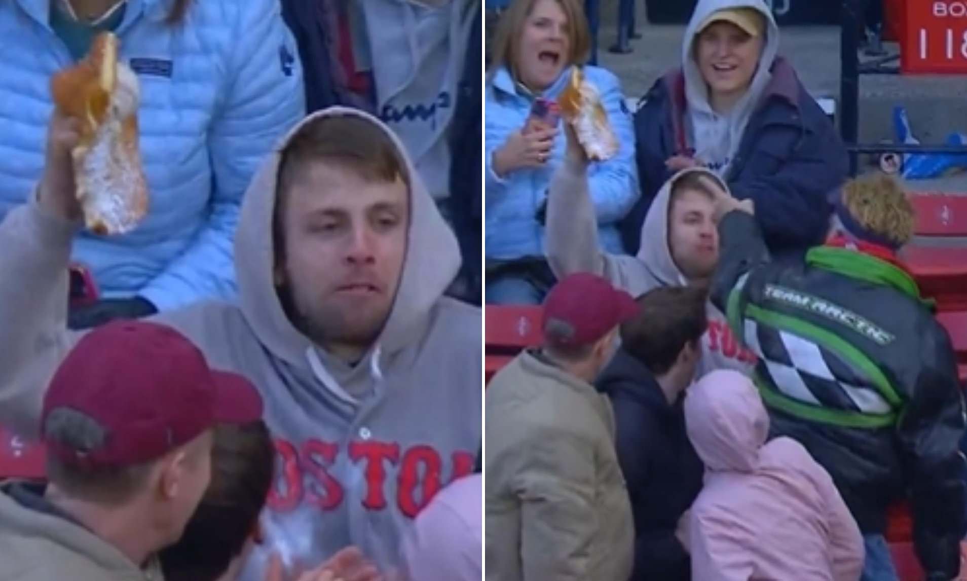Red Sox fan makes outrageous catch with his food in crazy moment at ...