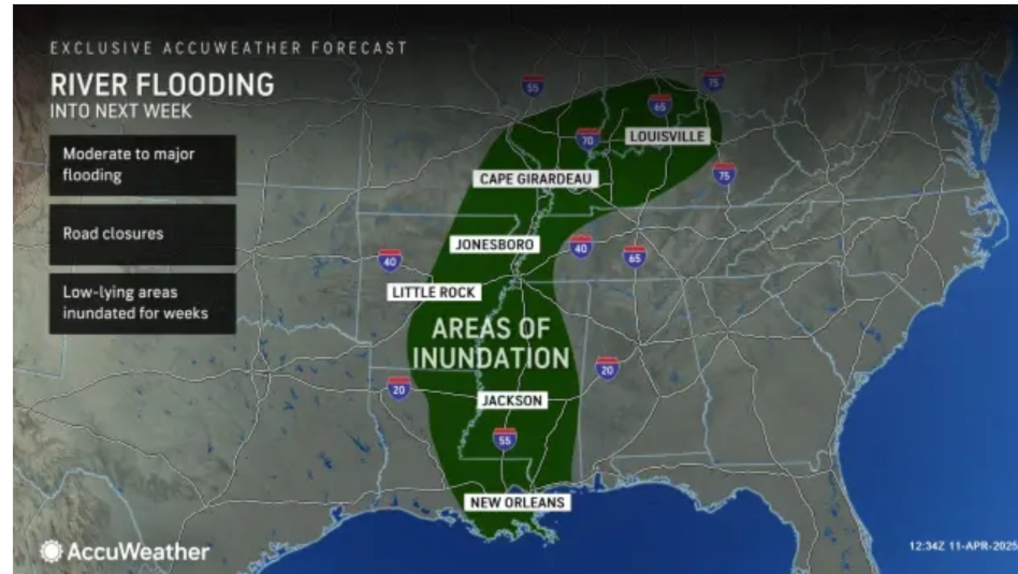 Mississippi River Flood: Map Shows Where Roads Could Be Closed 'For Days'