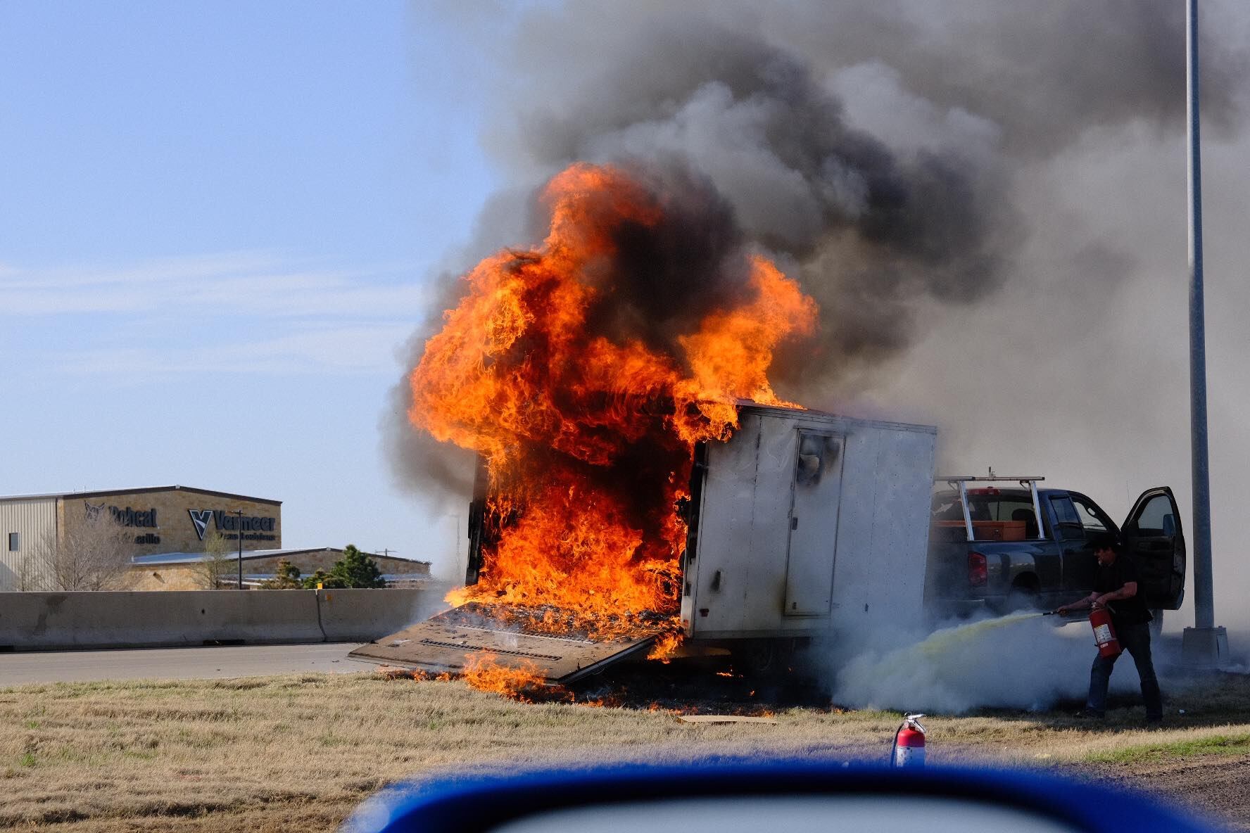 Officials: 1 taken to hospital after vehicle fire near I-27 and McCormick