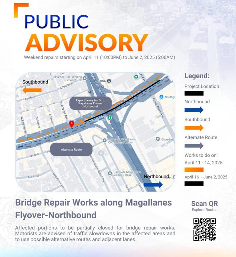 DPWH begins Magallanes flyover weekend repair