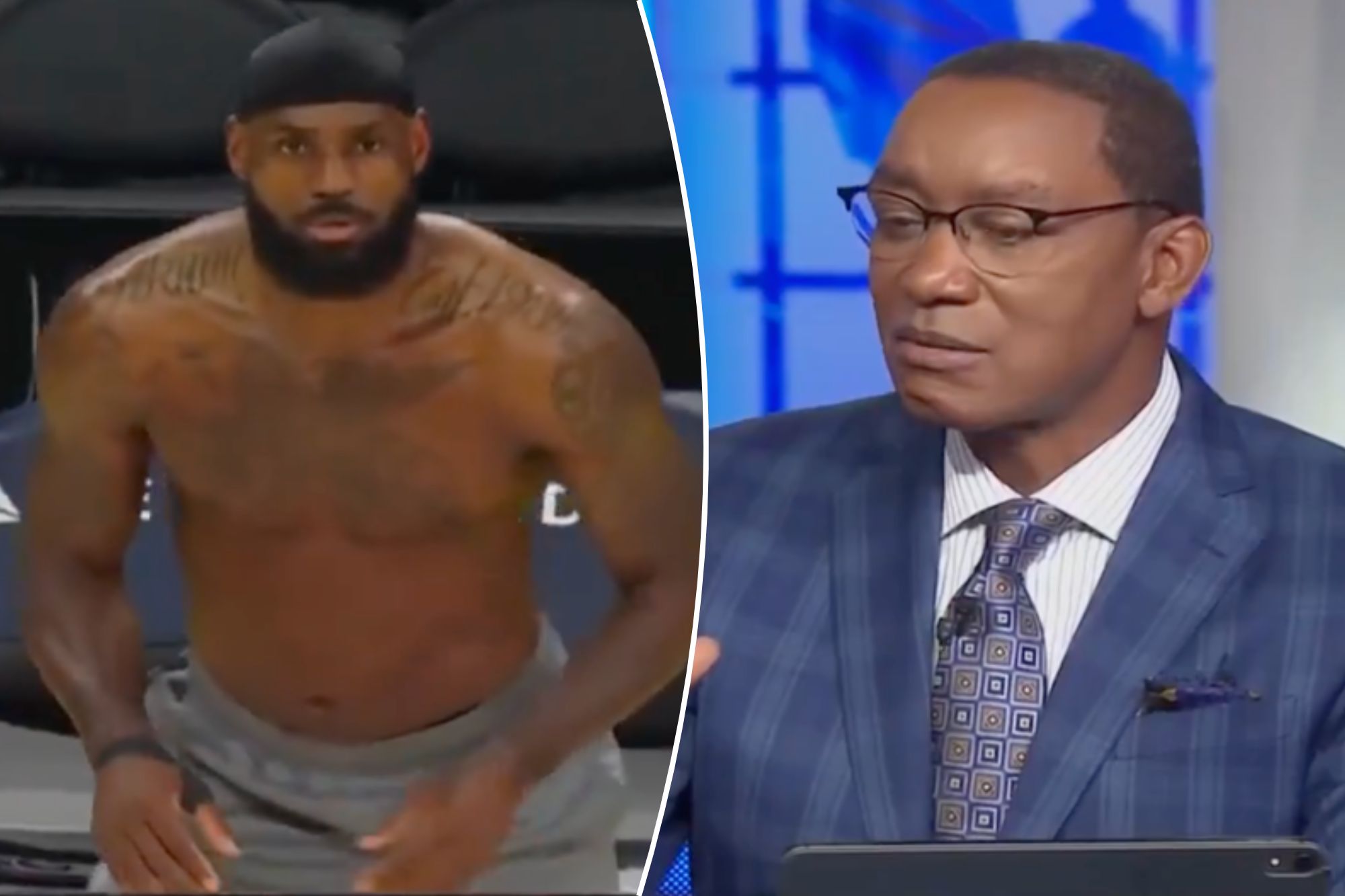Isiah Thomas lambasts LeBron James for warming up shirtless: ‘Where are ...