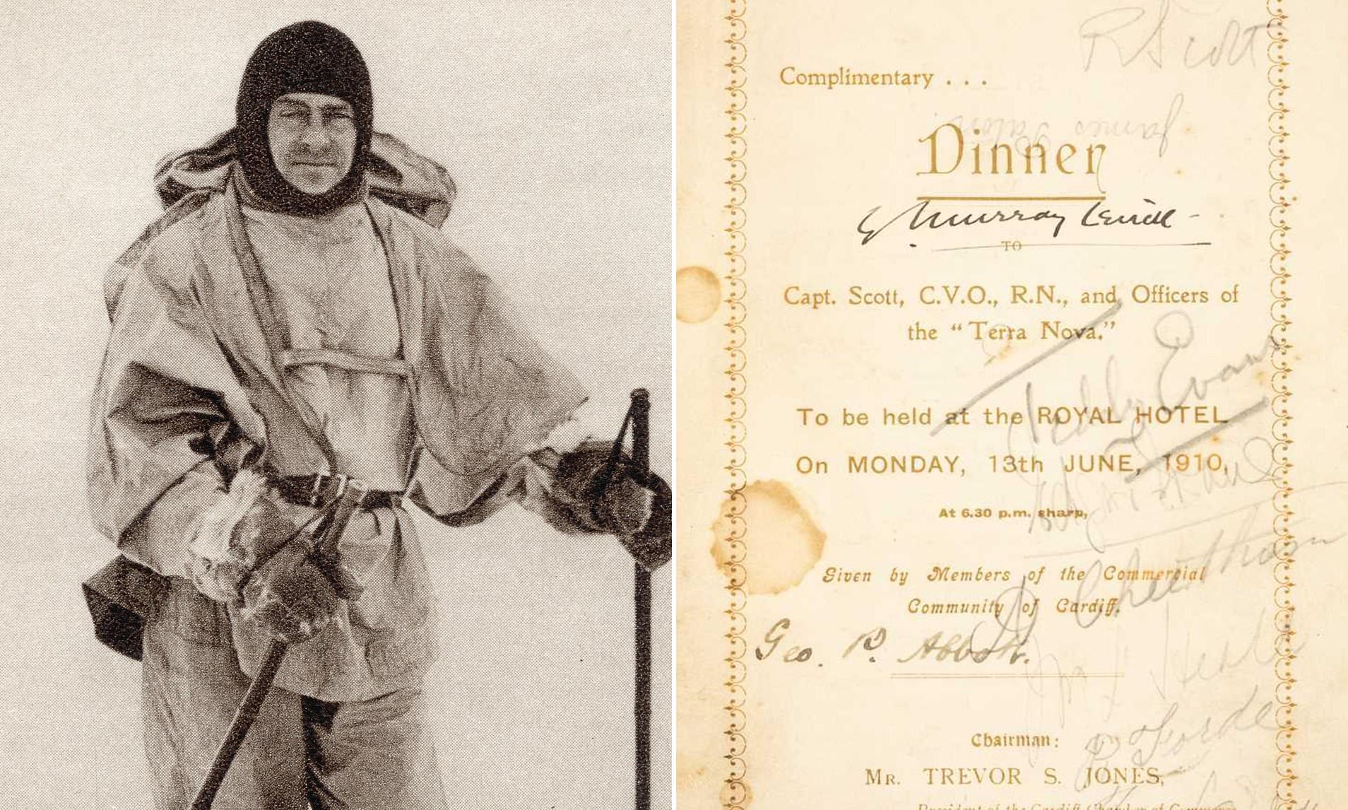 Captain Scott's 'last supper' revealed: Signed menu from farewell meal