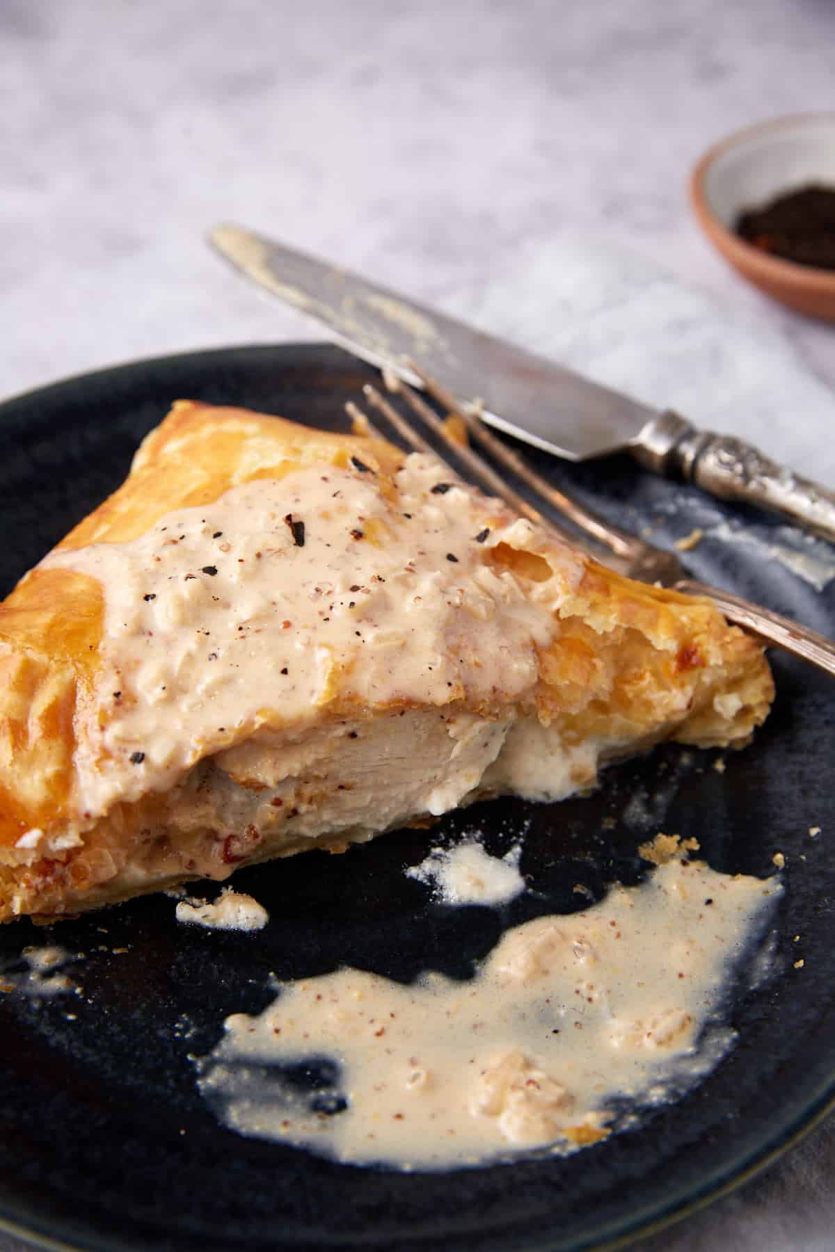 Chicken in Puff Pastry with Mustard Cream Sauce