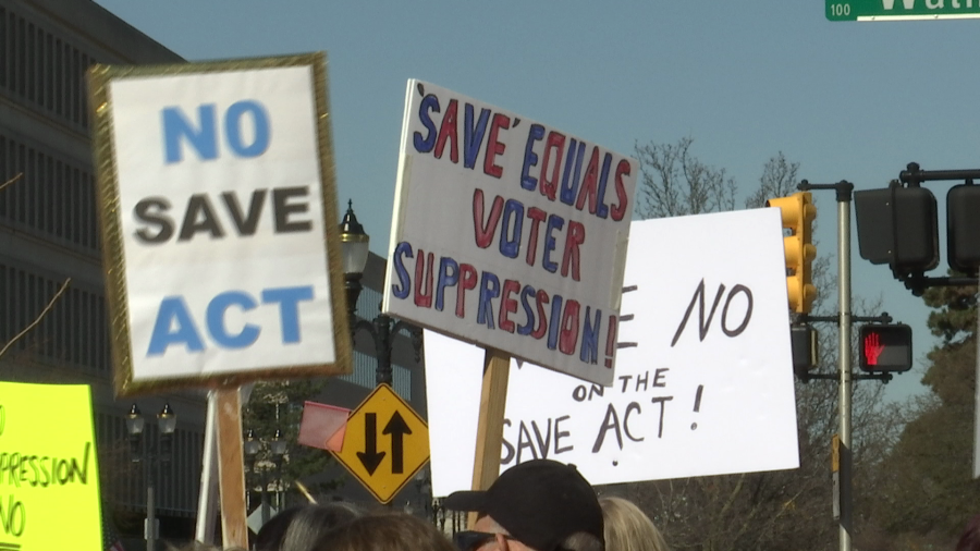 Protesters across Michigan rally against SAVE Act