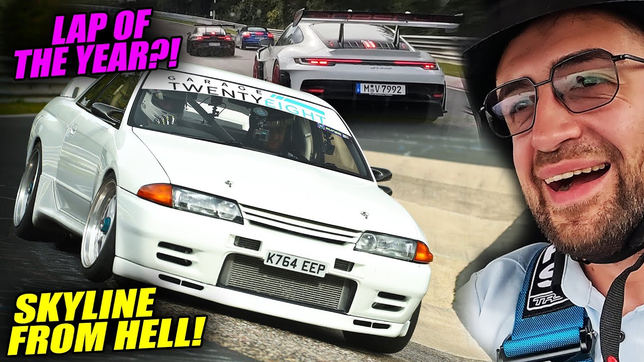 EPIC! Nissan R32 GT-R CHASES 2 Porsche GT3 RS at Nürburgring! 🏁🔥
