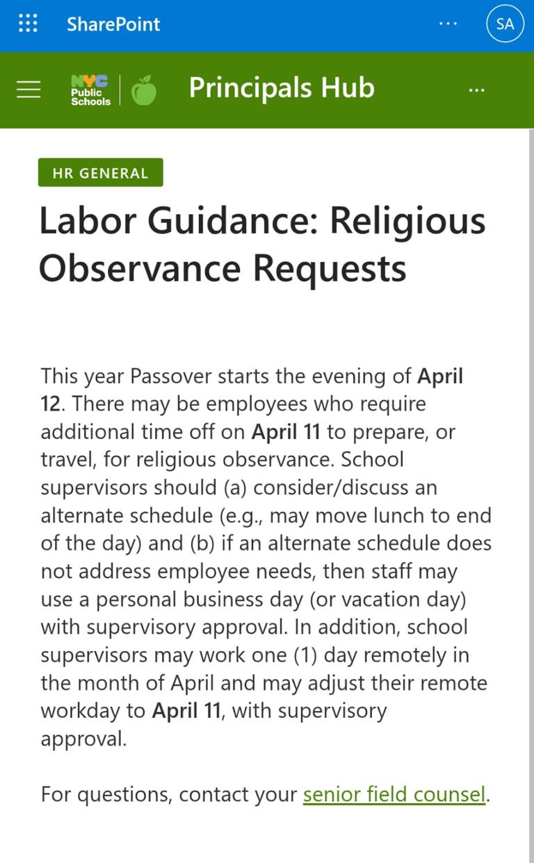 Jewish employees in NYC schools denied religious observance day to prep ...