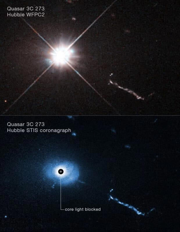 Hubble Captures Unseen Details Of Colossal Quasar 3C 273