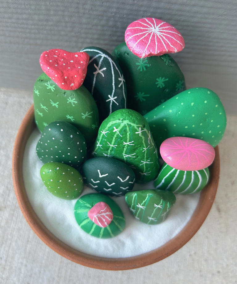 Cactus Painted Rocks That Look Adorably Real