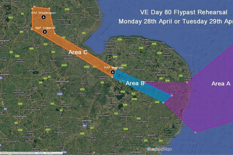 VE Day flyover rehearsal to take to the skies near Cambridgeshire
