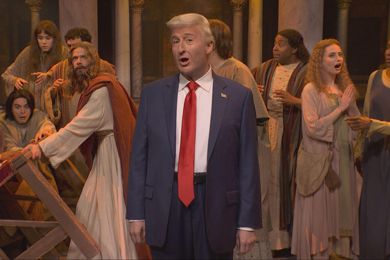 Ahead of Easter, SNL's Trump says stocks 'did a Jesus' in falling ...