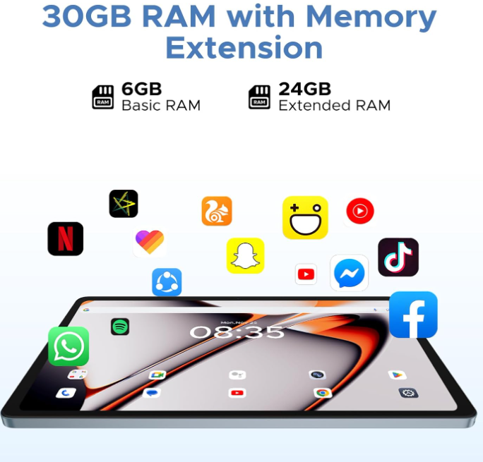 DOOGEE U11 Pro Tablet: Sleek Design, Massive 30GB RAM & 8580mAh Battery