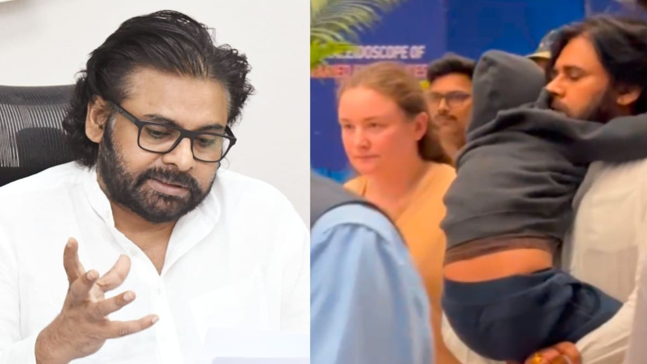 Pawan Kalyan carries son Mark Shankar in his arms as they land in ...