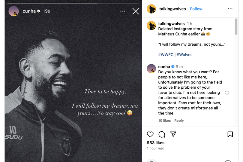 Matheus Cunha responds to backlash after latest transfer 'message' amid ...