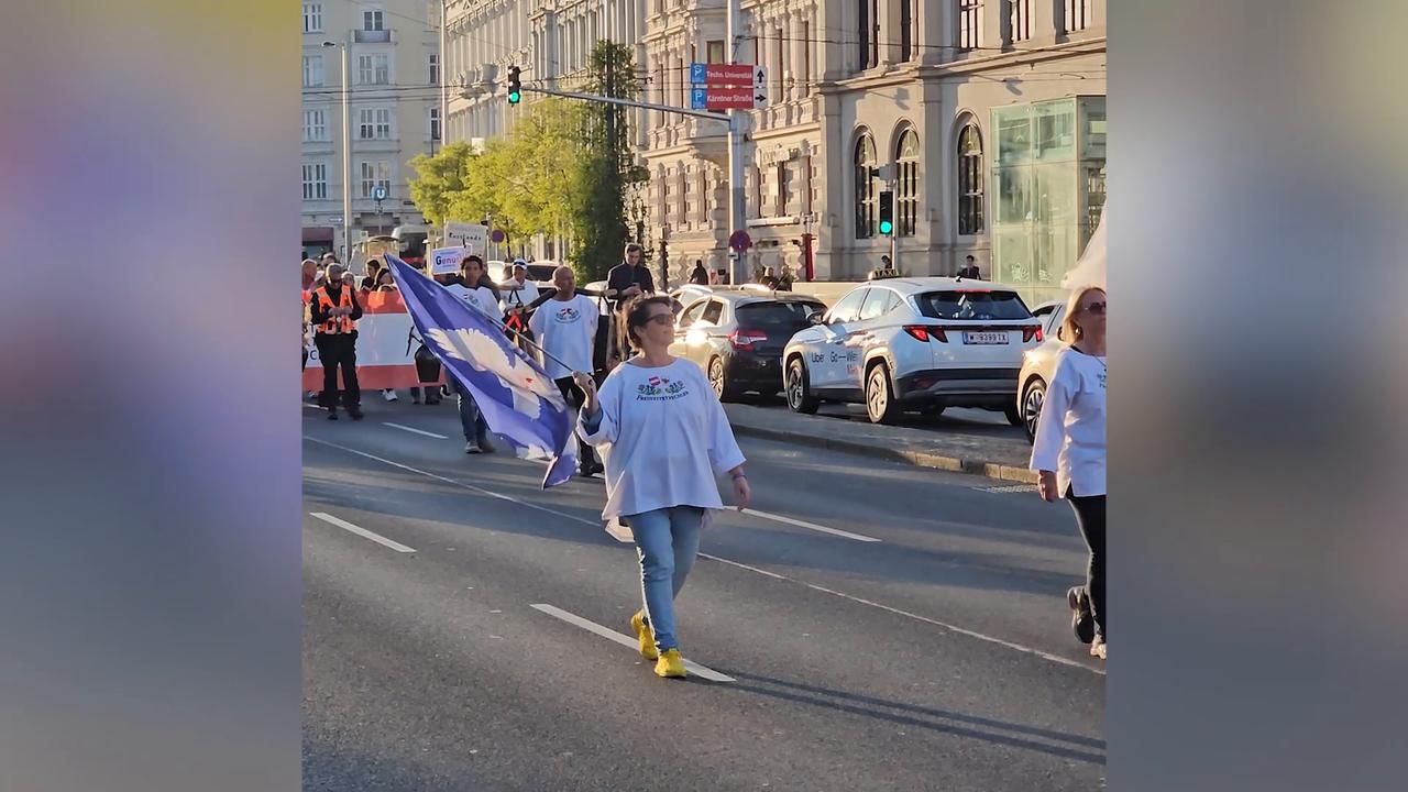 Pro Russian rally rolls through Vienna as Ukraine ceasefire nears