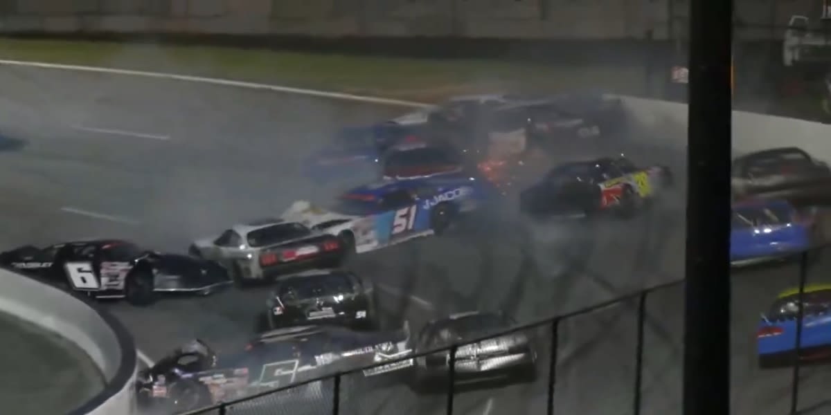Keelan Harvick leads as CARS Tour Pro Late Model field wrecks on ...