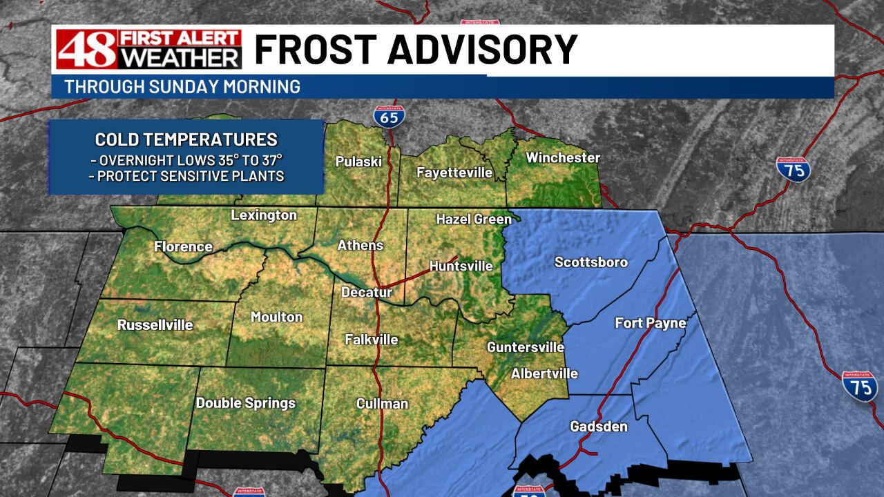 Patchy Frost Possible Overnight Into Sunday Morning