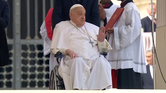 Pope blesses the crowd in touching appearance during Palm Sunday
