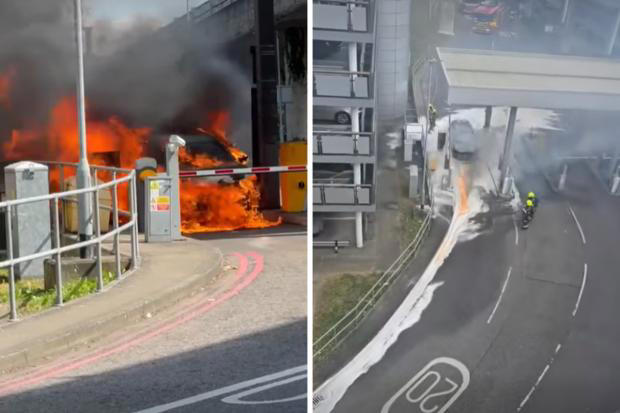 Car catches fire at Gatwick Airport