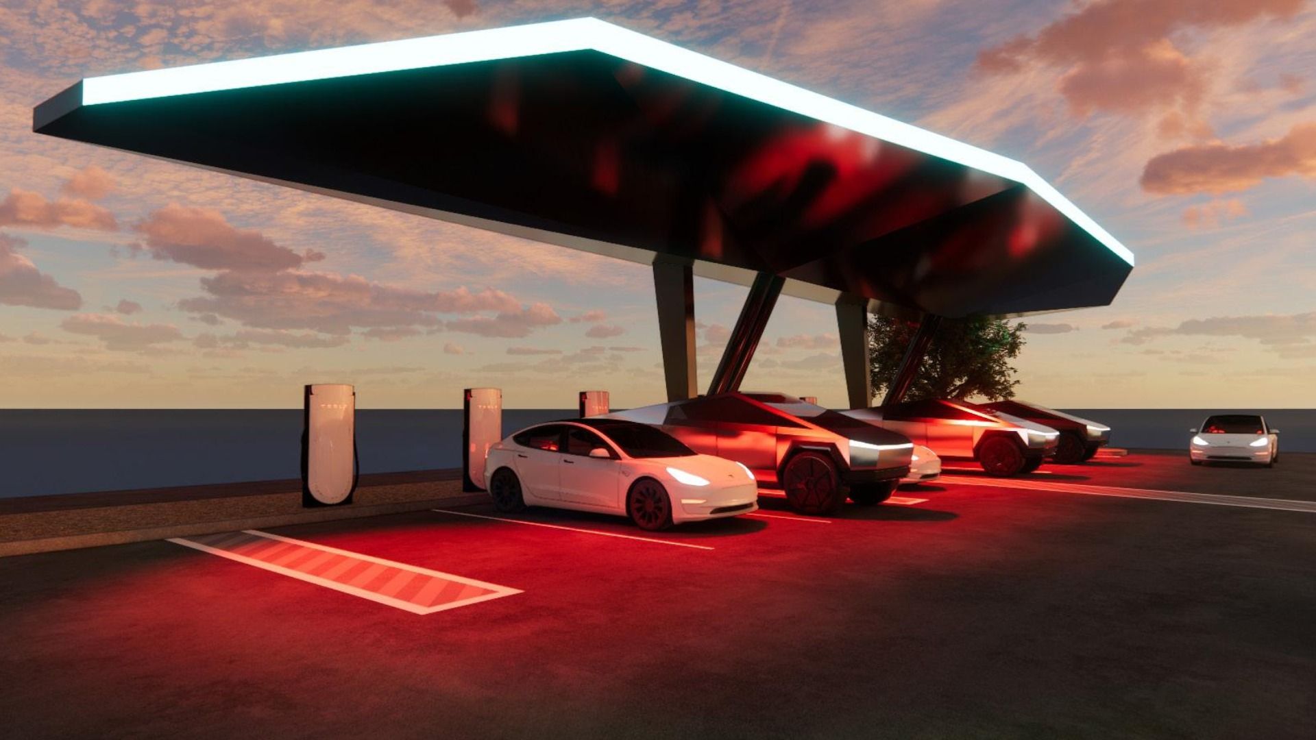 Tesla's Latest Supercharger Design Looks Out Of This World
