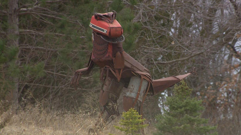 Central Minnesota man crafts unique sculptures from old farm equipment