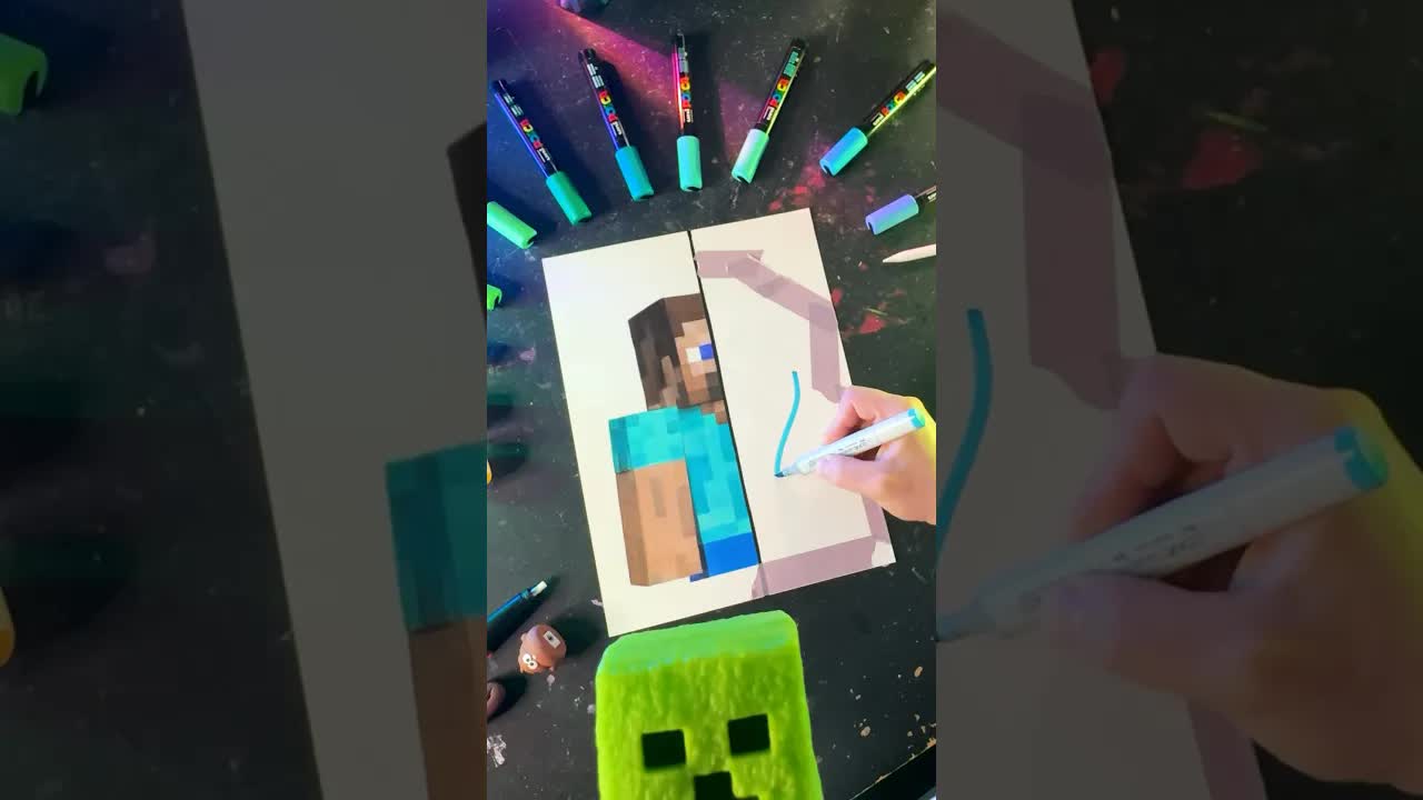 Drawing Steve from Minecraft but it’s me vs. my BF - pt. 2| Kauczuk