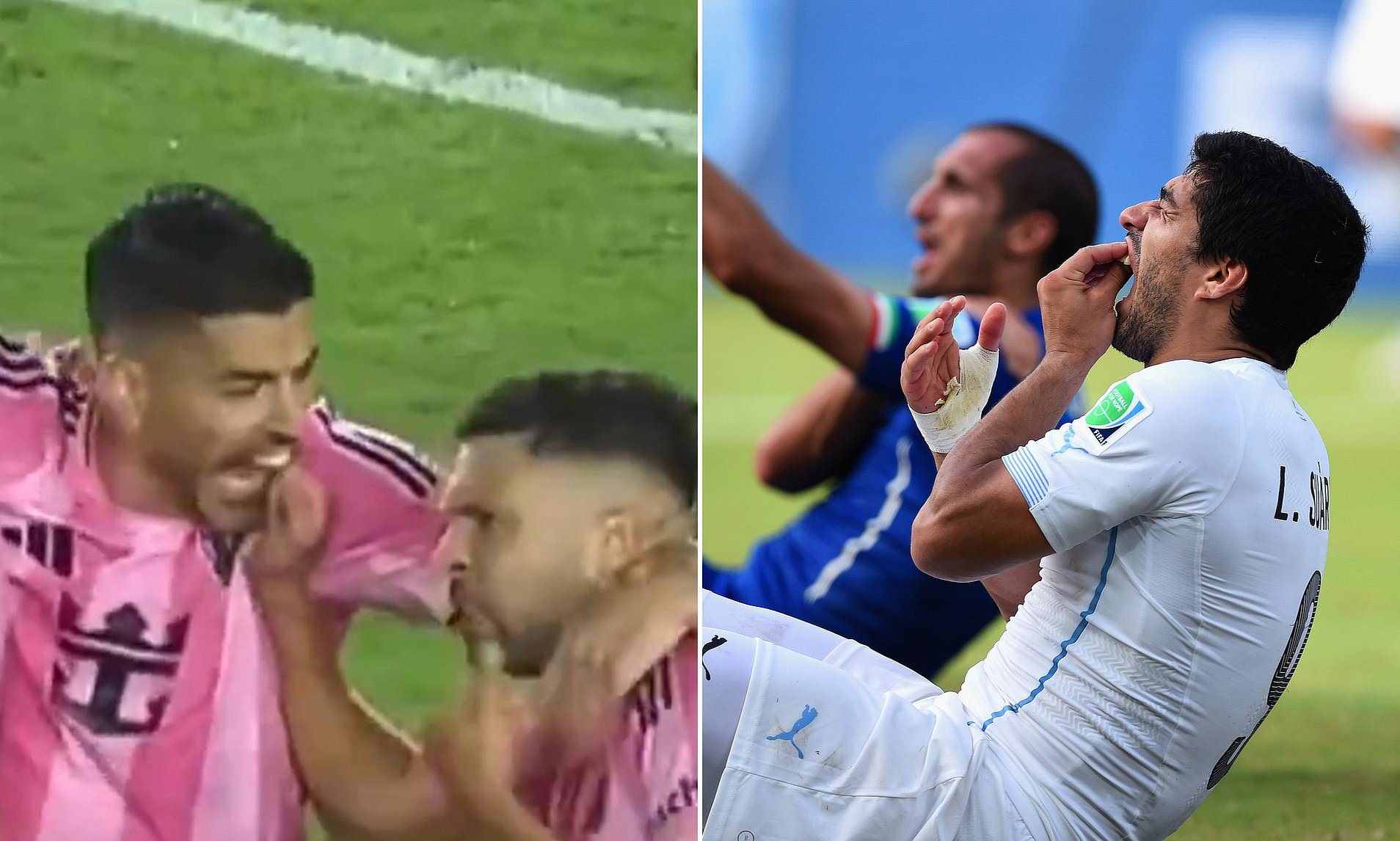 Inter Miami star Luis Suarez appears to BITE his own teammate Jordi ...