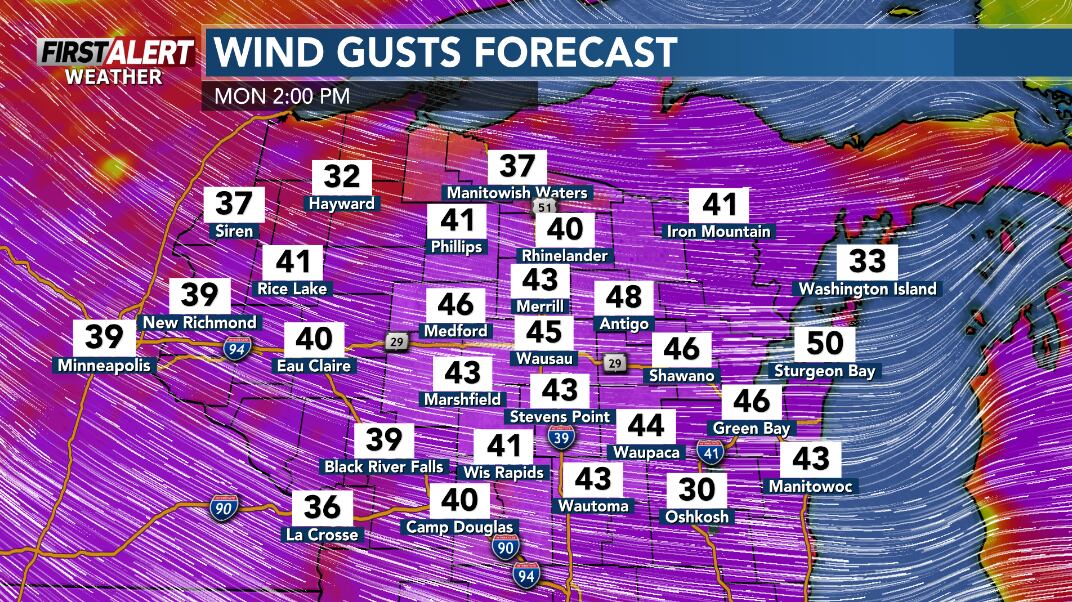 First Alert Weather: Howling winds on Monday, turning cooler