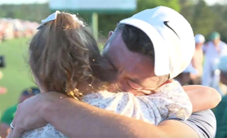 Rory McIlroy embraces wife Erica Stoll and daughter Poppy after 2025 Masters win in emotional scene