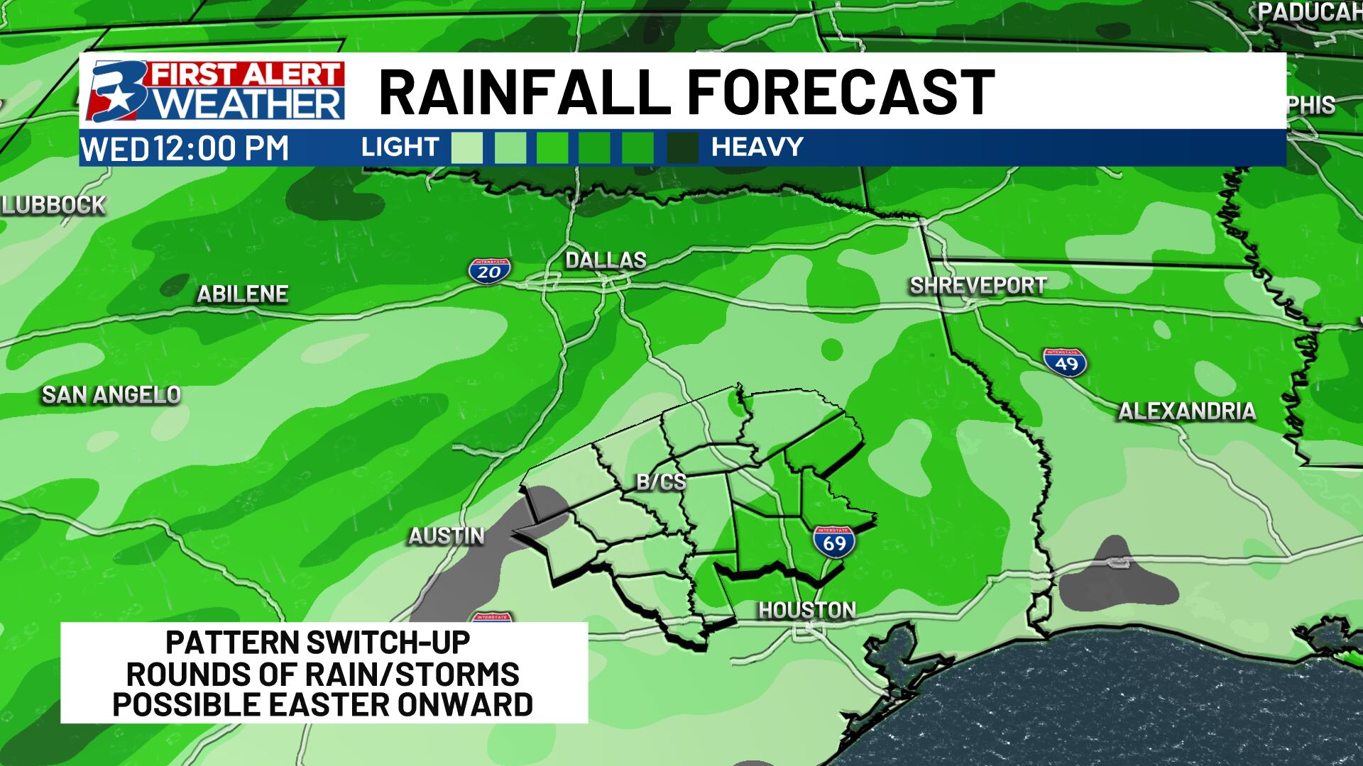Easter weekend renews rain and storm chances