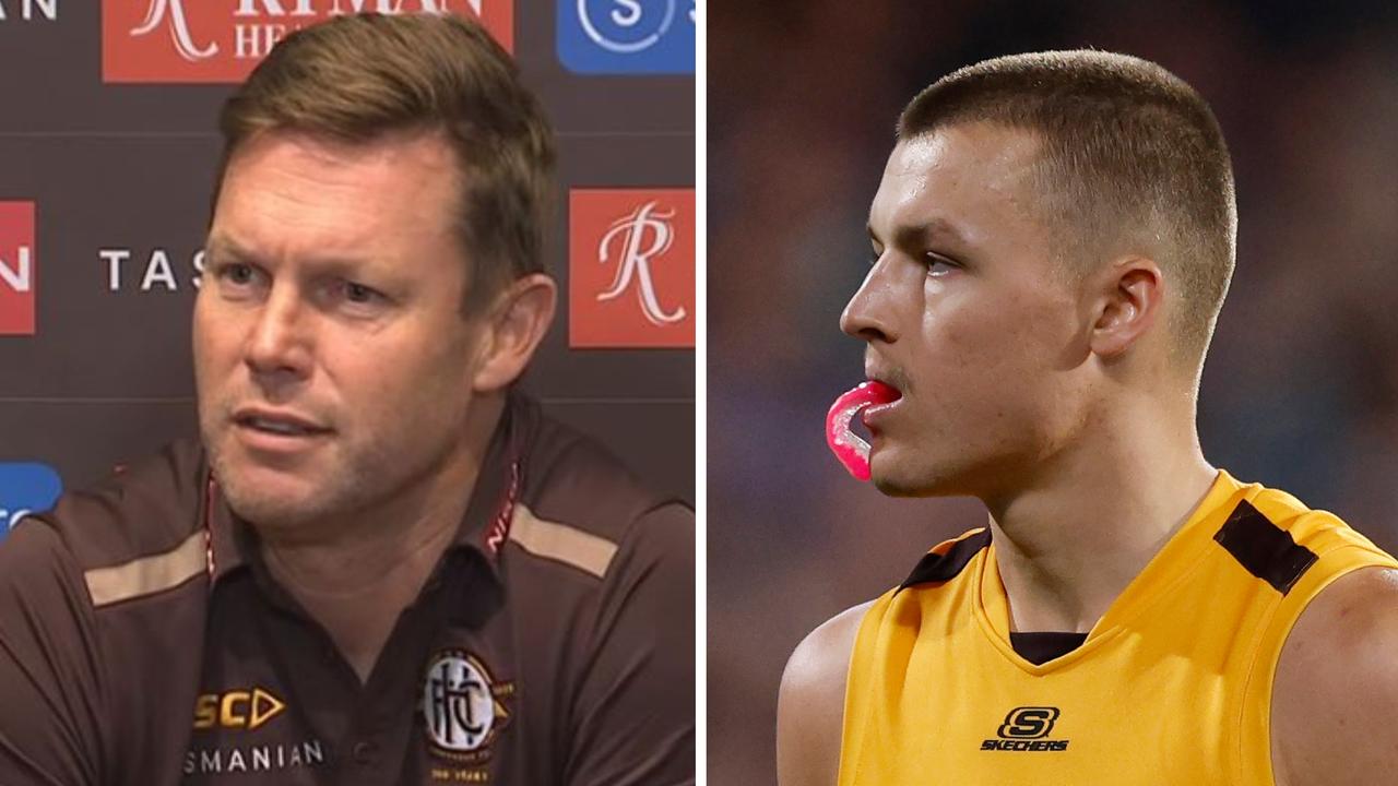 ‘Not the issue’: Mitchell rejects planned celebration talk as Hawks ‘taught lesson’ in grudge match