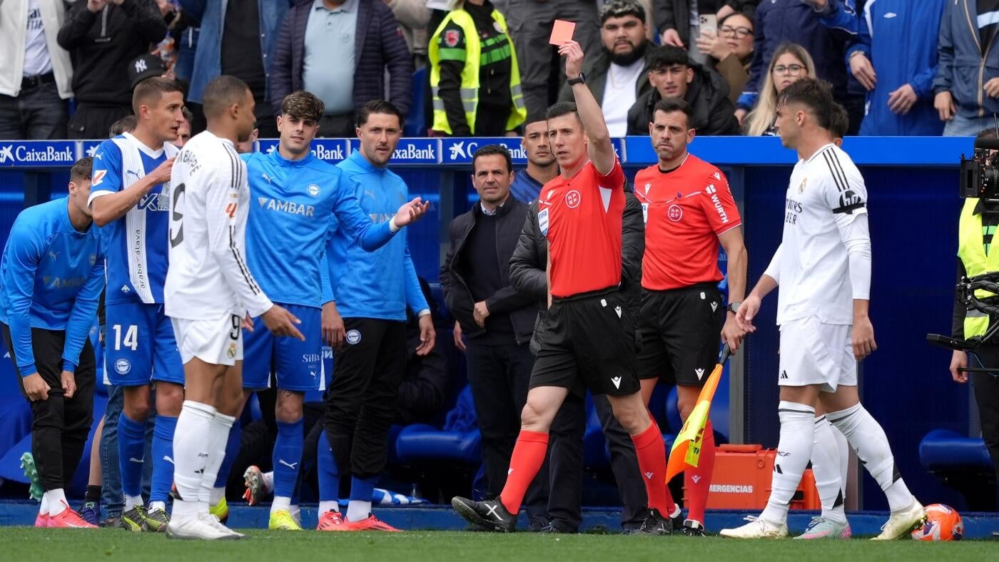 Real Madrid's Kylian Mbappe shown red card after horror tackle: Why he ...