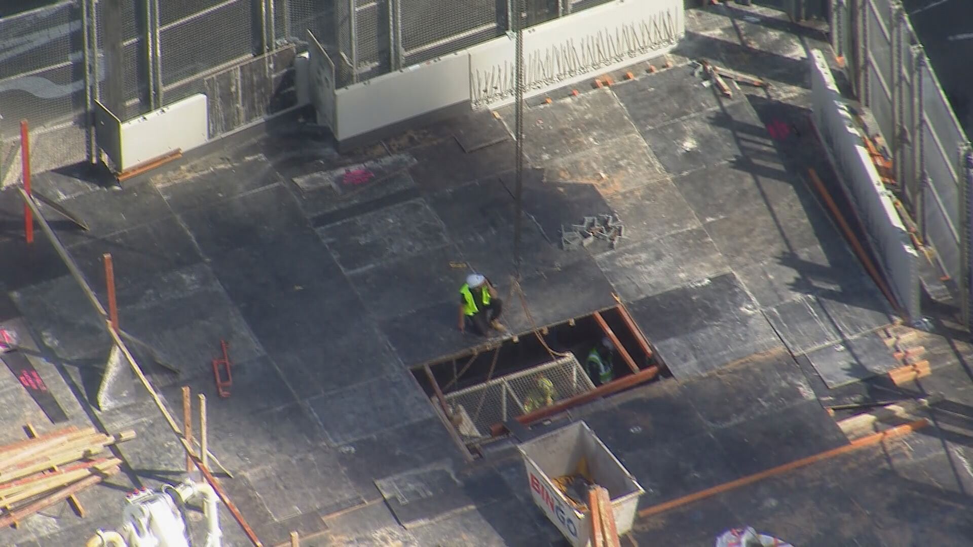 Worker impaled in buttocks after falling at construction site