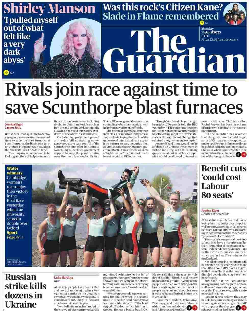 Newspaper headlines from around the world – Monday, 14 April 2025