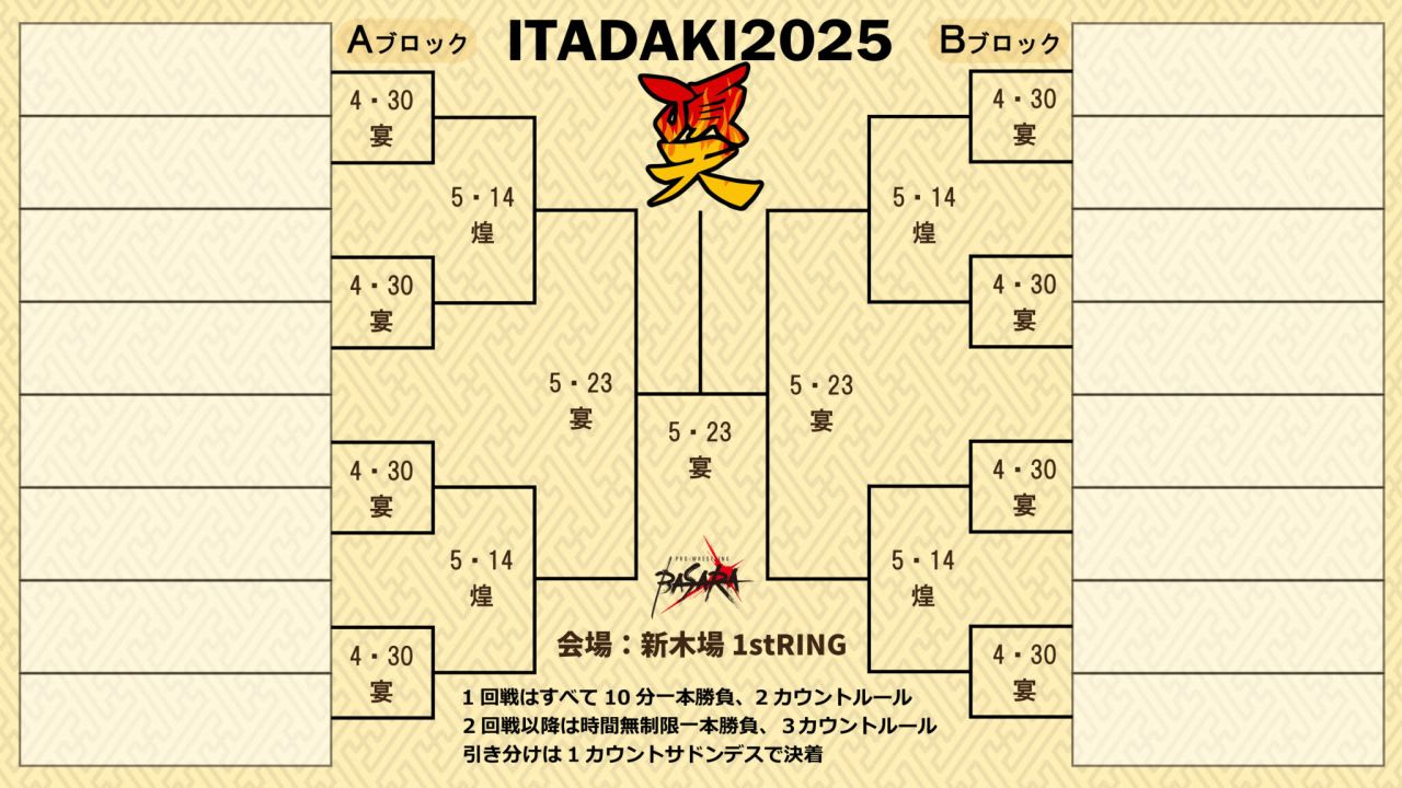 【BASARA】16選手がエントリー！シングルトーナメント『頂天2025』開催決定！