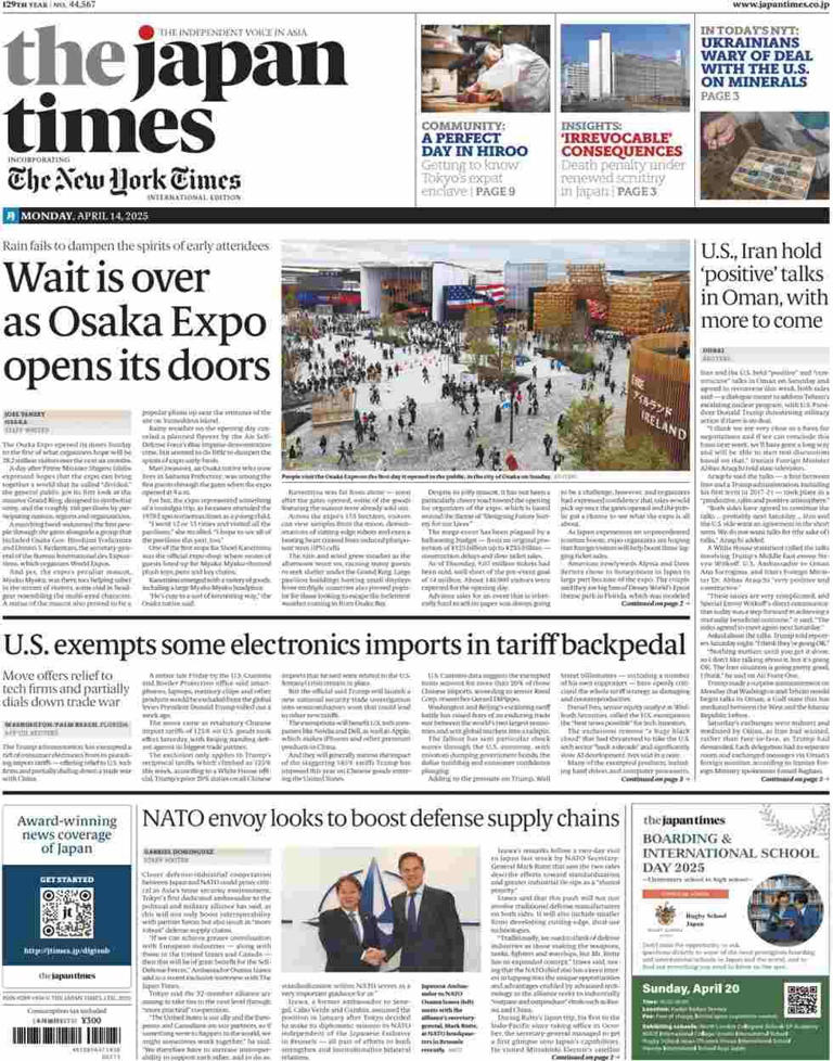 Newspaper headlines from around the world – Monday, 14 April 2025